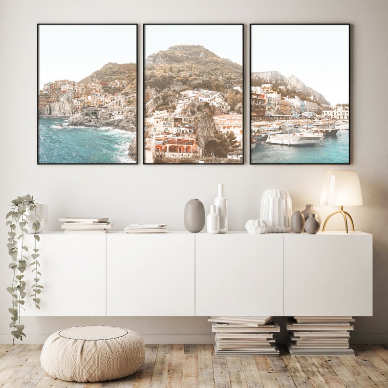 Capri Print Coastal Print Set of 3 Travel Prints Italian Wall | Etsy