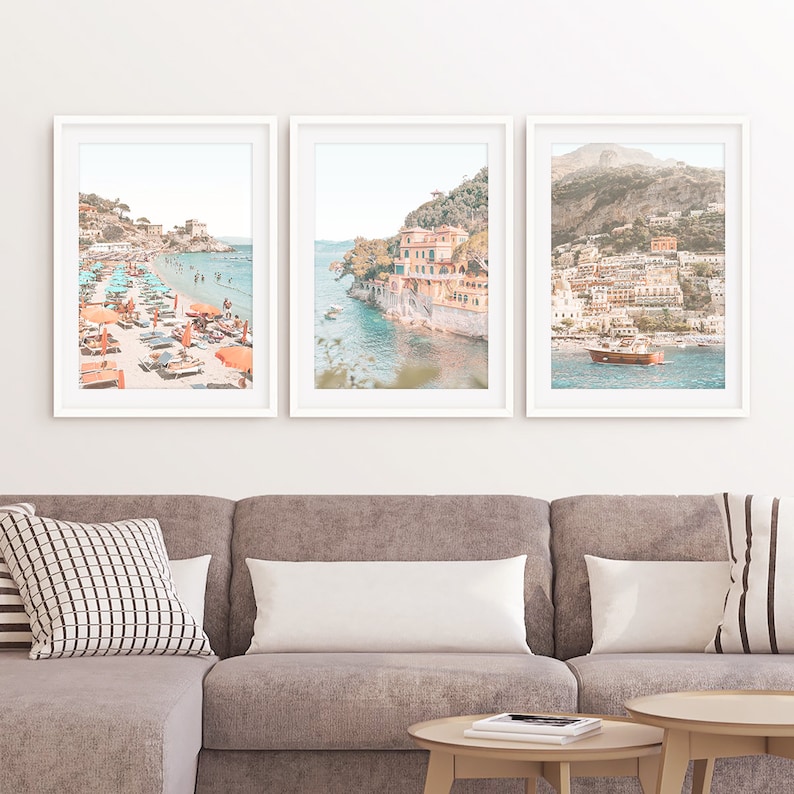 Italian Riviera Prints Beach Art Pastel Decor Set of 3 Prints - Etsy