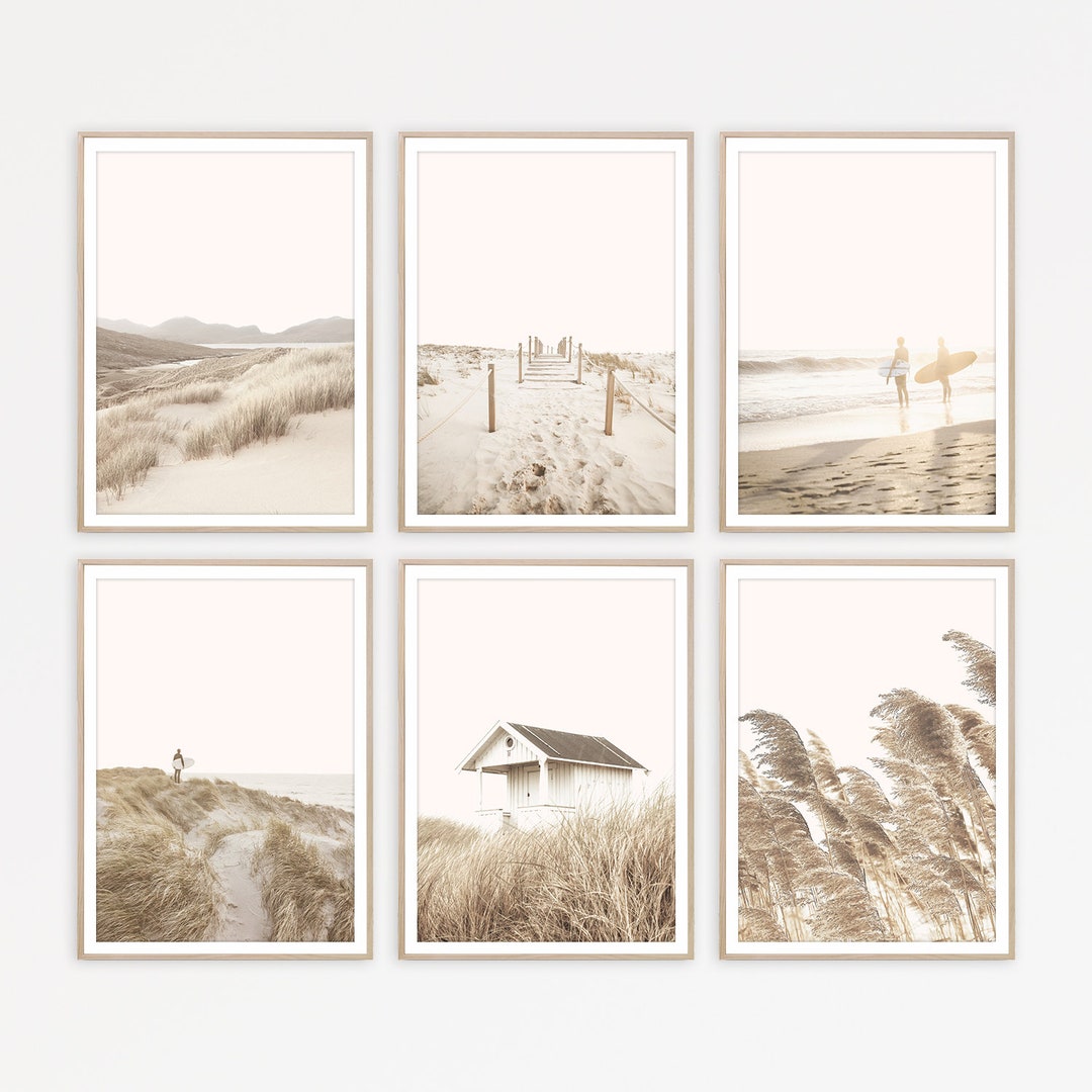 Neutral Beach Wall Art Gallery Wall Set of 6 Prints Boho Wall Decor ...