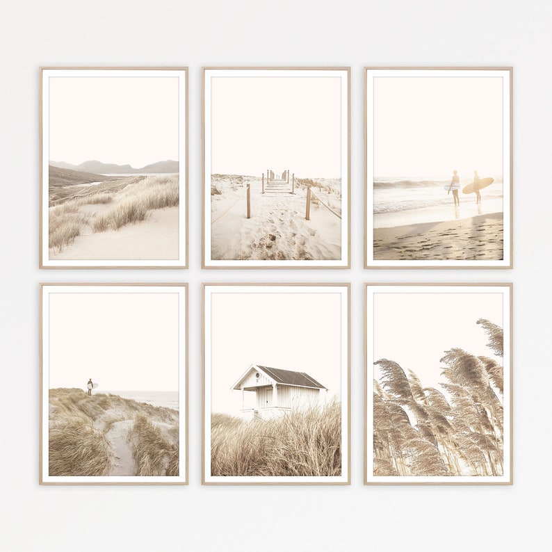 Neutral Beach Wall Art Gallery Wall Set of 6 Prints Boho Wall - Etsy