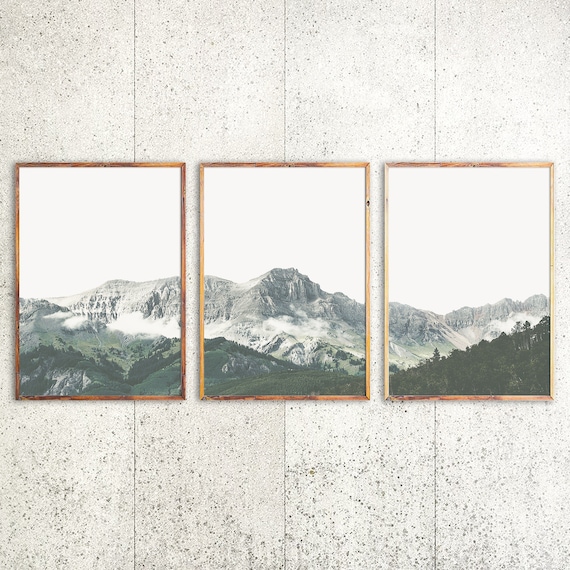 Mountain Print Set of 3 Mountain Art Nature Decor Gallery Wall | Etsy