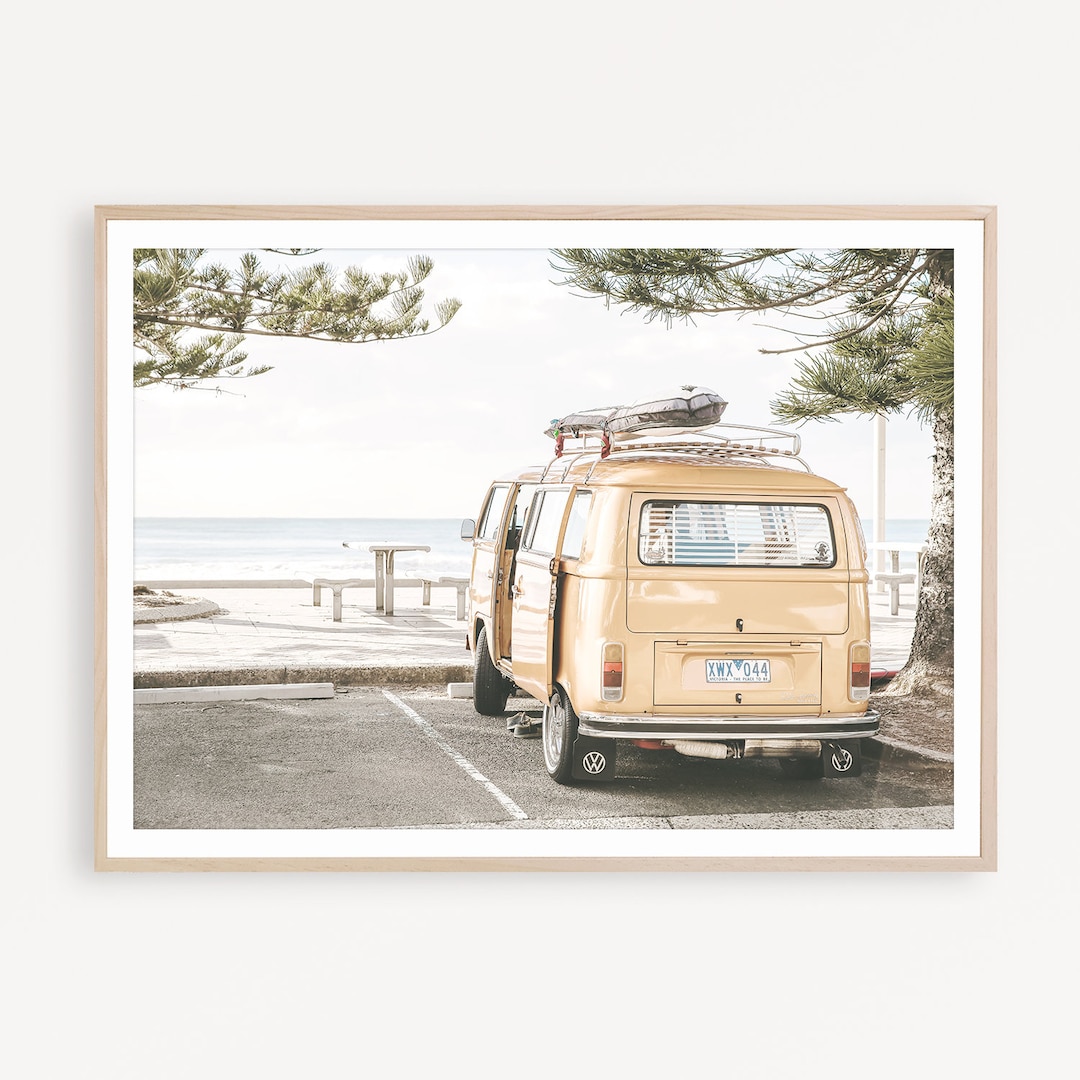 Retro Van Print Camper Decor Ocean Print Beach Decor VW Bus Wall Art ...