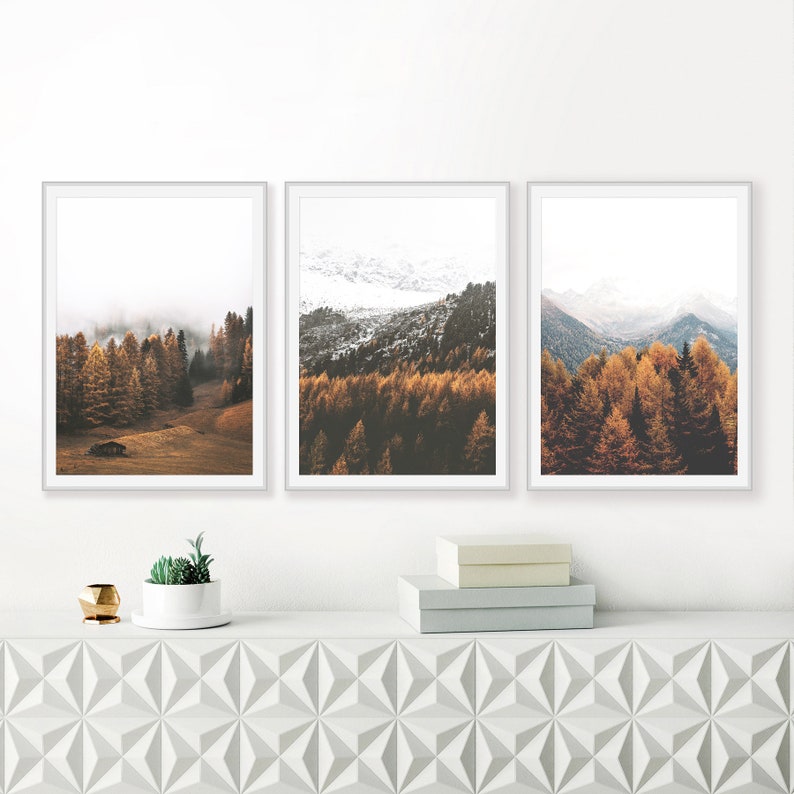 Mountain Print Set of 3 Landscape Print Farmhouse Living Room | Etsy