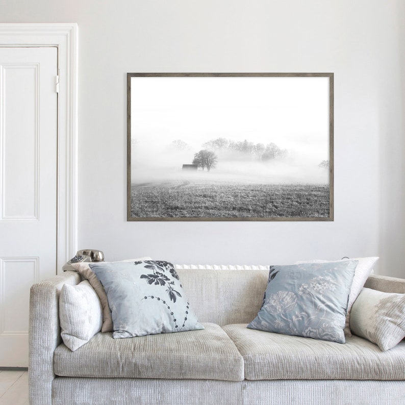 Black and White Farm Print Farmhouse Wall Art Field Print - Etsy