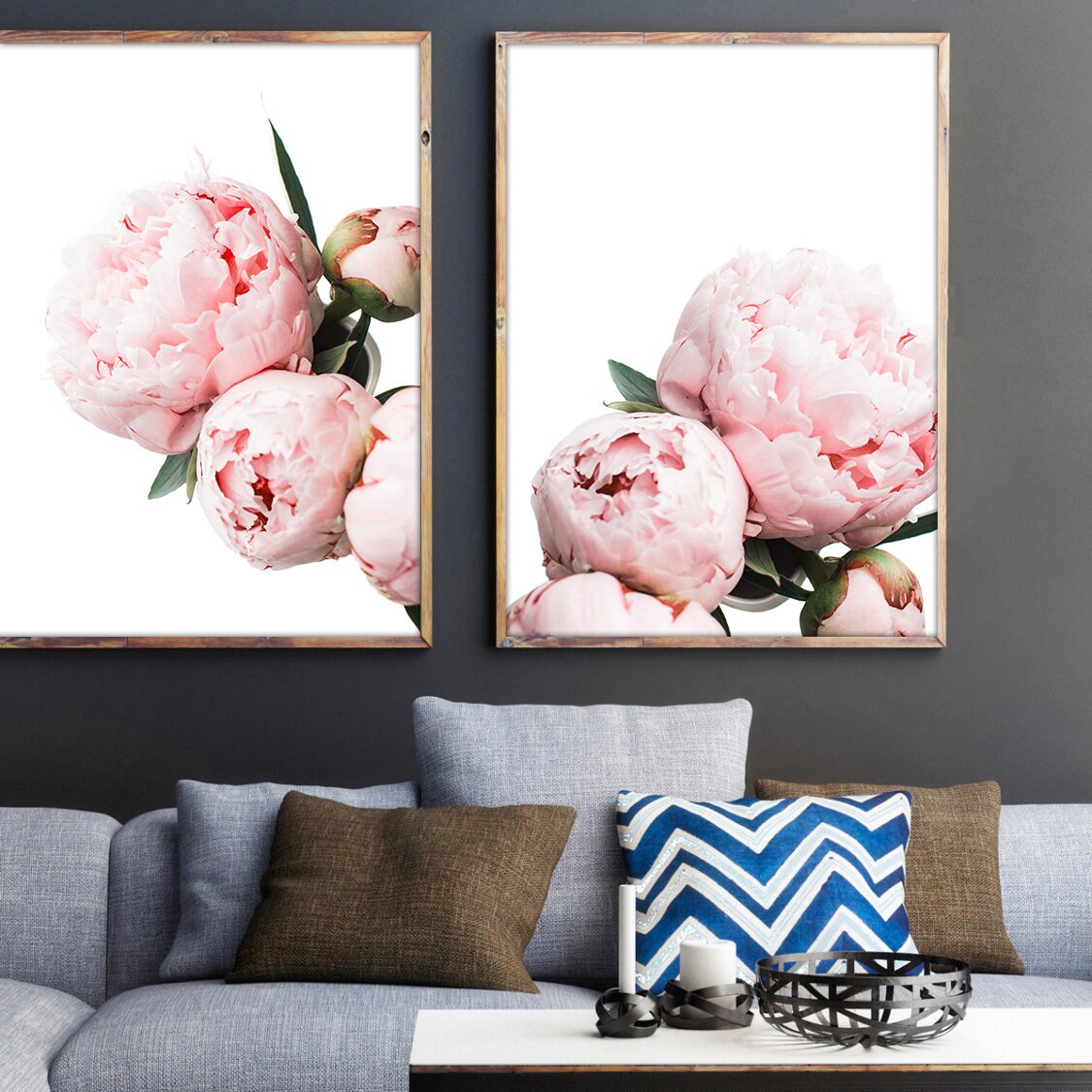 Peony Print Peonies Wall Art Set of 2 Printables Pink Flower | Etsy