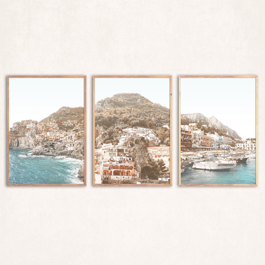 Capri Print Coastal Print Set of 3 Travel Prints Italian Wall Art ...