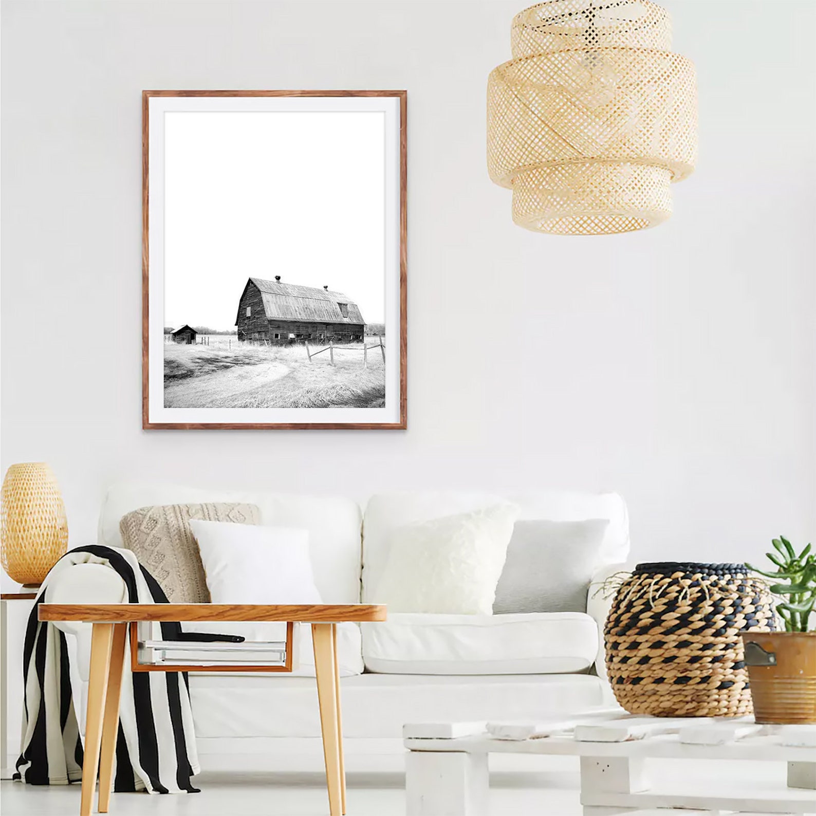 Farm Print Black and White Farmhouse Wall Art Country Print - Etsy