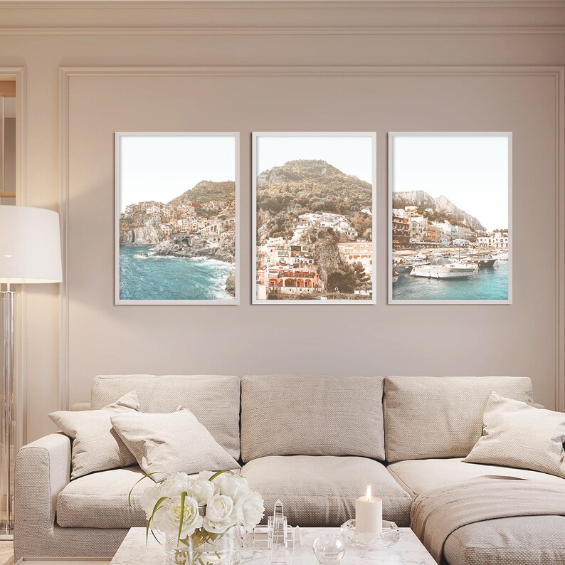 Capri Print Coastal Print Set of 3 Travel Prints Italian Wall | Etsy