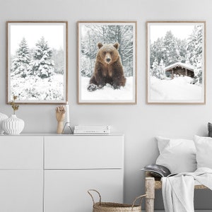 Winter Print Set of 3 Prints Nature Poster Christmas Prints Set Nordic ...