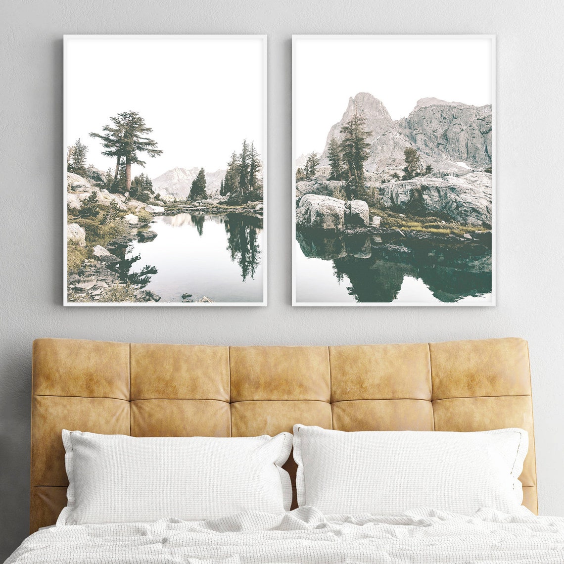 Mountain Print Set of 2 Nature Prints Lake Print Mountain Art | Etsy