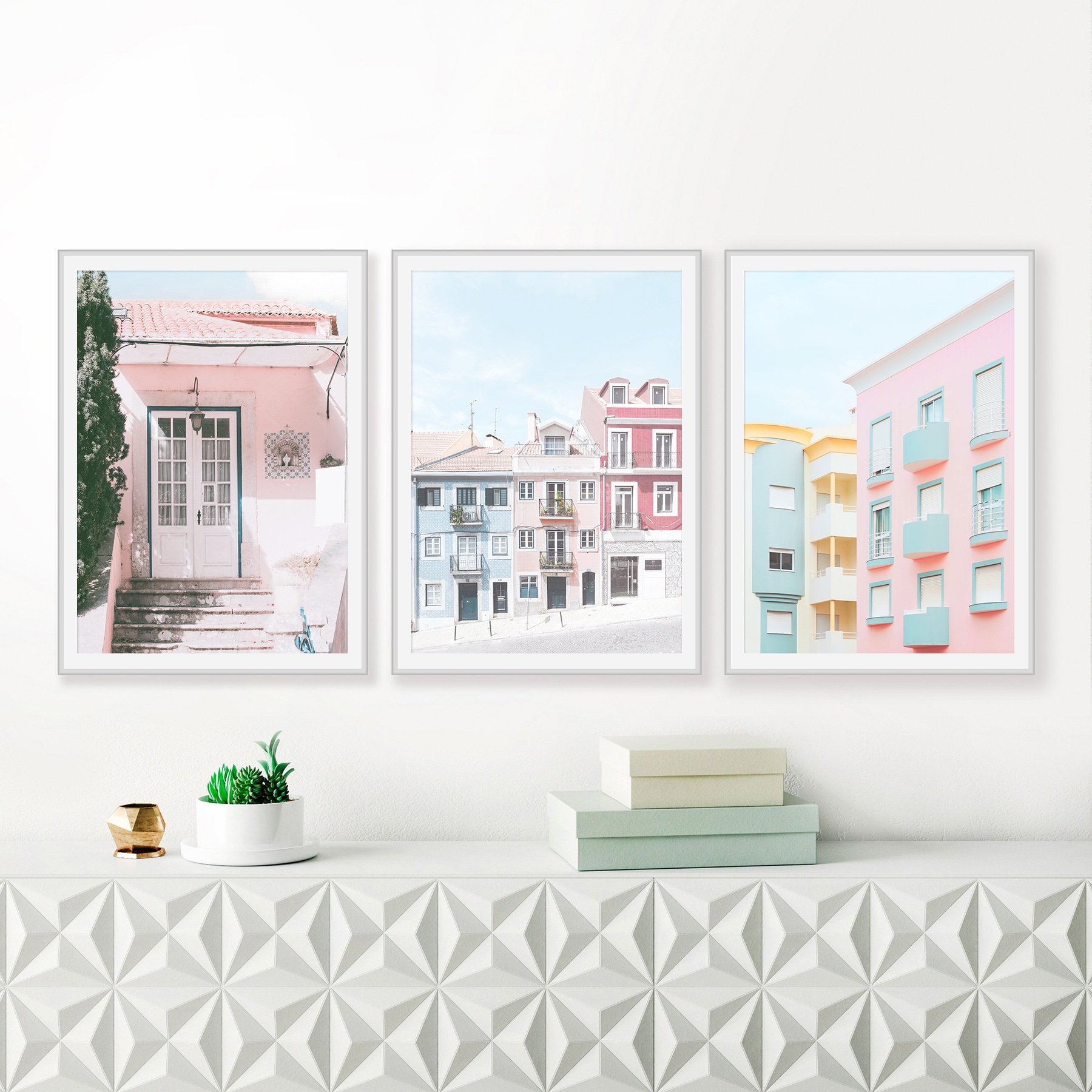 Portugal Print Gallery Wall Set of 6 Prints Blush Pink Decor | Etsy