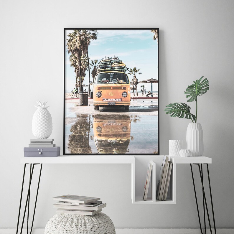 Surf Wall Art Camper Van Print VW Bus Print California Beach - Etsy