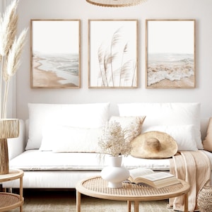 Neutral Beach Print Set, Coastal Wall Art, Boho Bedroom Decor ...