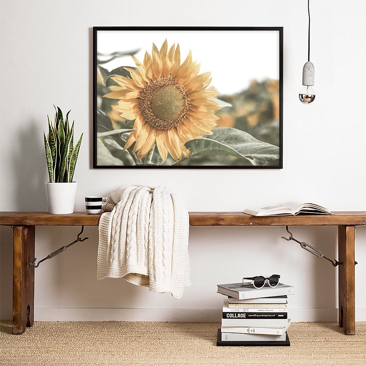 Sunflower Print Farmhouse Printable Botanical Art Print Farm Wall Decor ...