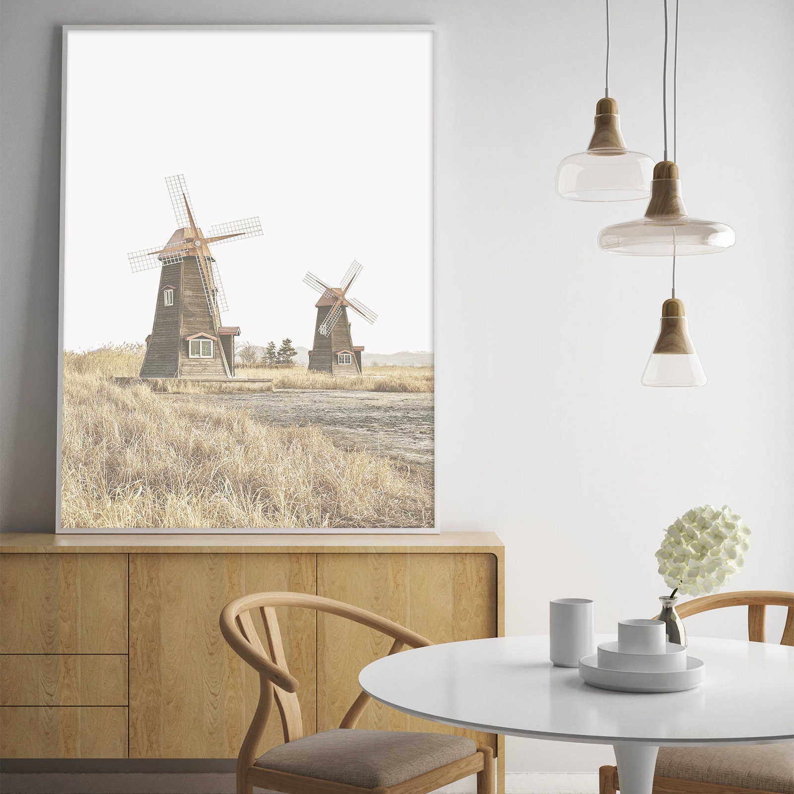 Windmill Art Farmhouse Decor Farm House Print Rustic Printable | Etsy