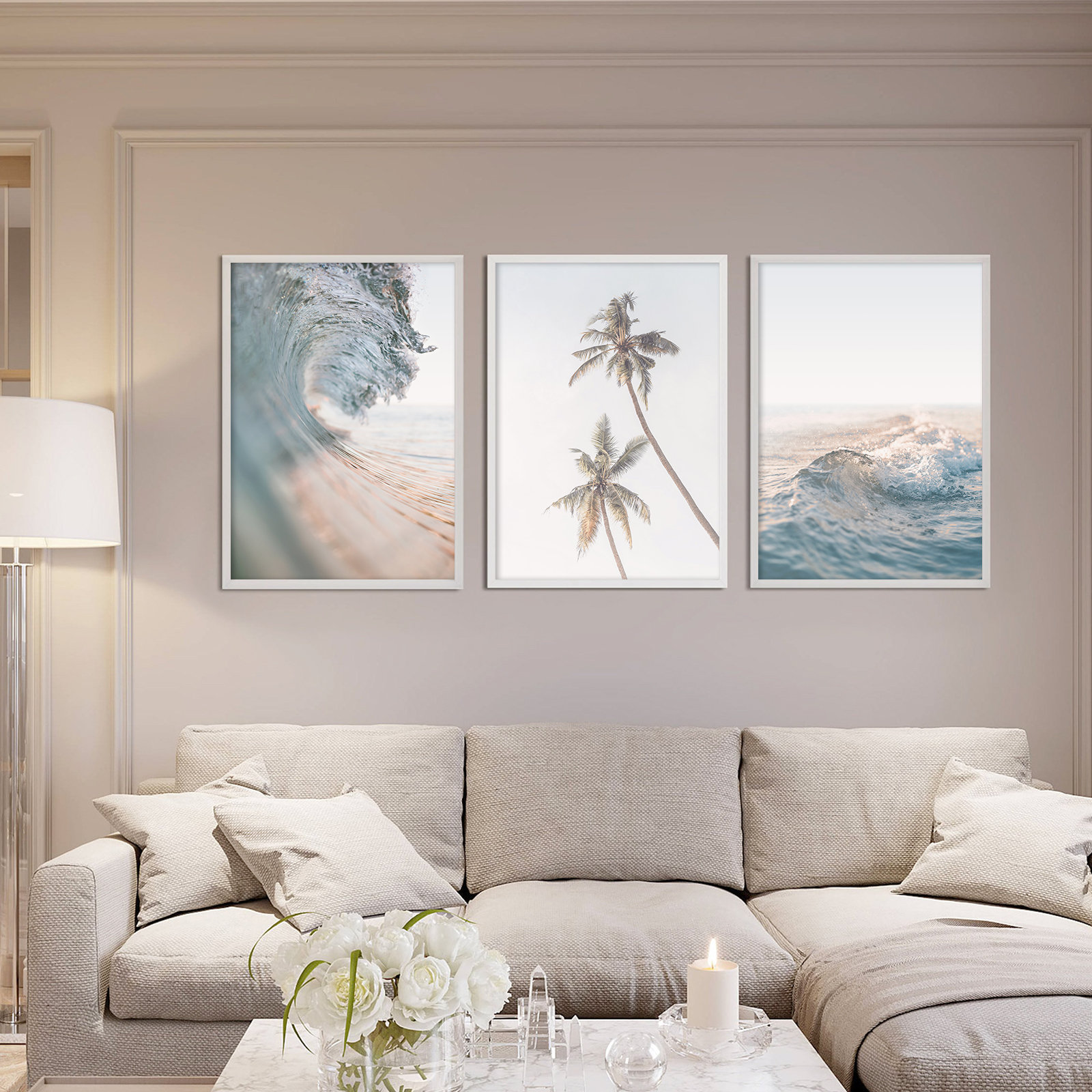 Pastel Beach Print Set of 3 Posters Ocean Printable Beach Wall | Etsy