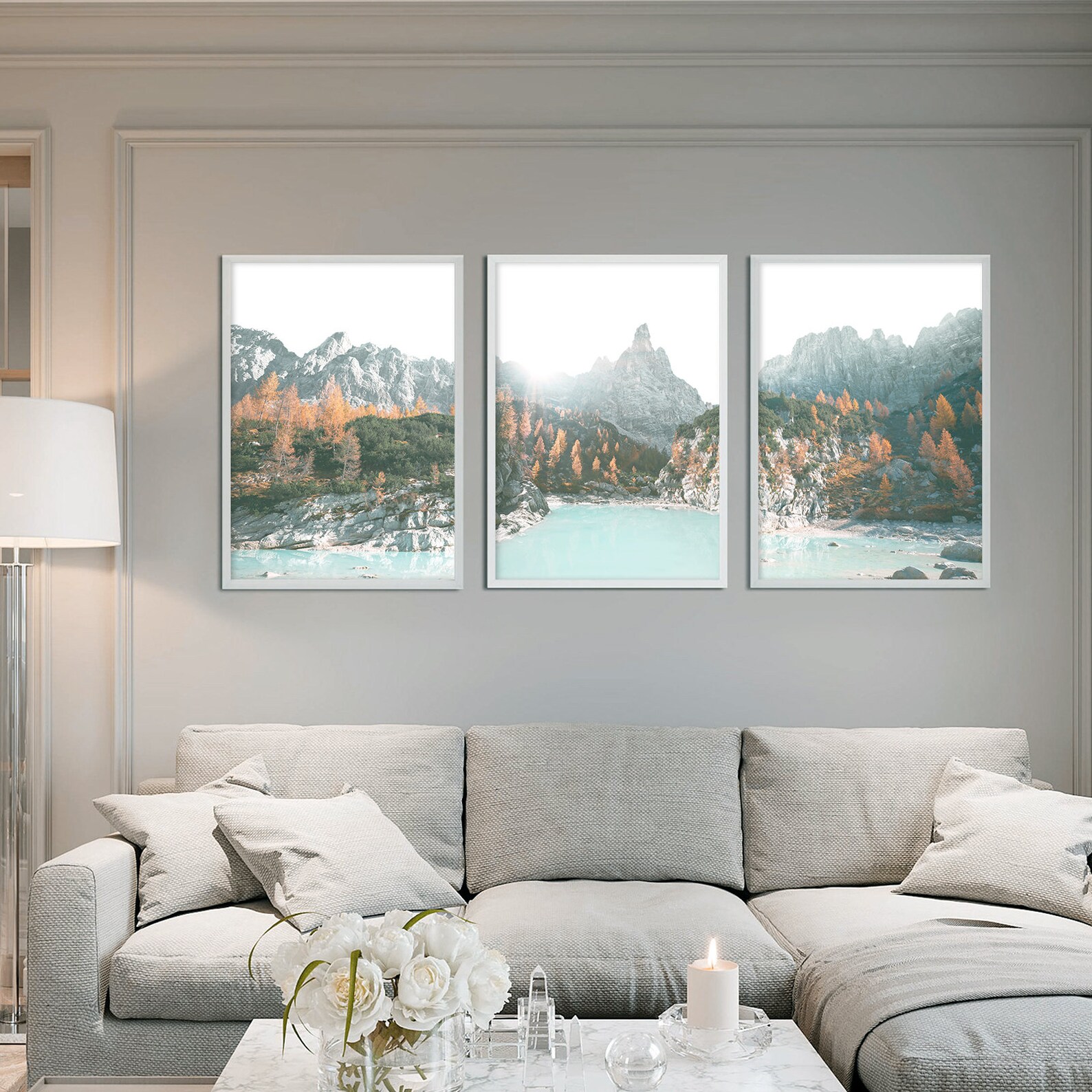 Mountain Poster Scandinavian Print Set Gallery Wall Set of 3 Wall Art ...
