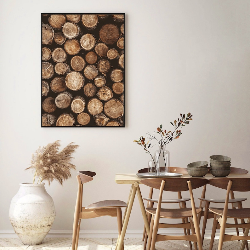 Birch Tree Rings Print Set, Rustic Farmhouse Wall Art, Digital Download ...