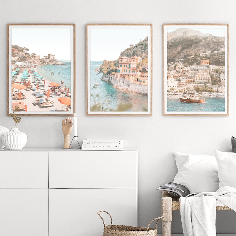 Italian Riviera Prints Beach Art Pastel Decor Set of 3 Prints - Etsy