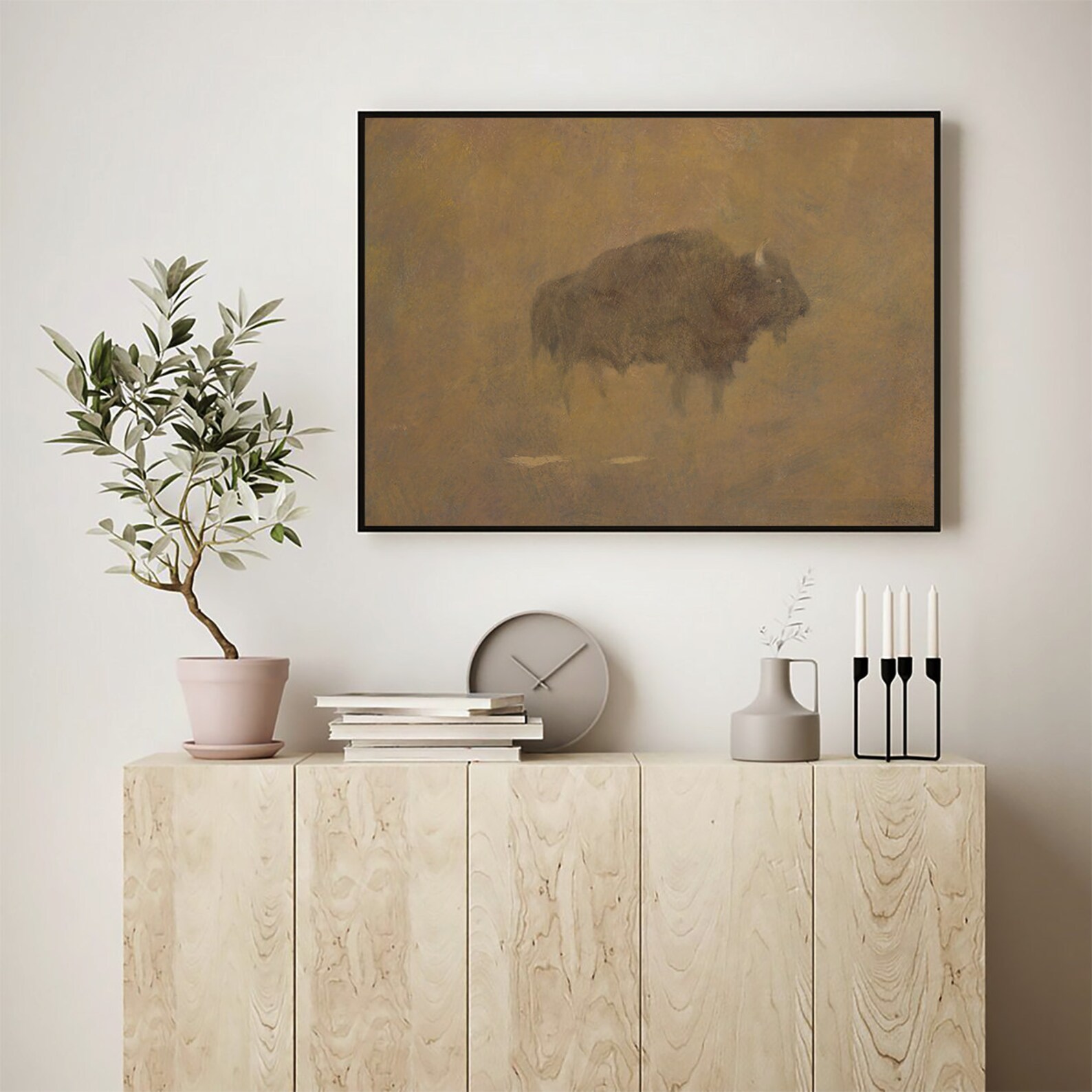 Vintage Buffalo Art Print: Western Ranch Decor, Southwestern Wall Art ...