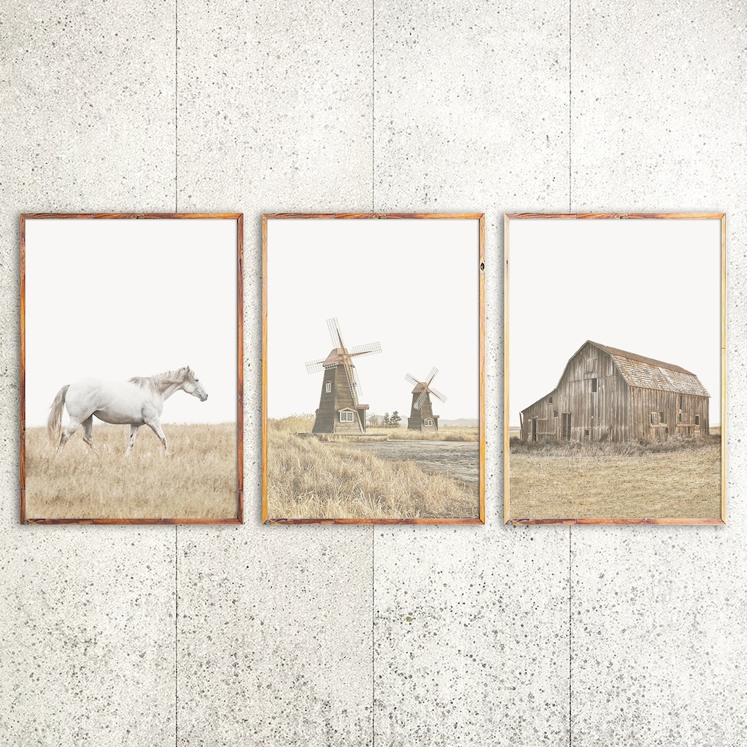 Farm Print Set of 3 Posters Rustic Art Barn Print 3 Piece Wall Art ...