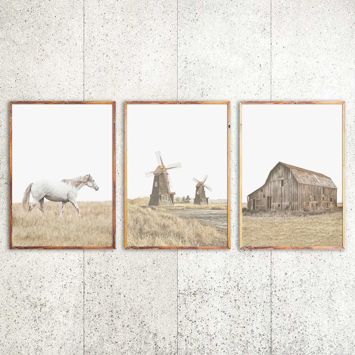 Farm Print Set of 3 Posters Rustic Art Barn Print 3 Piece Wall | Etsy