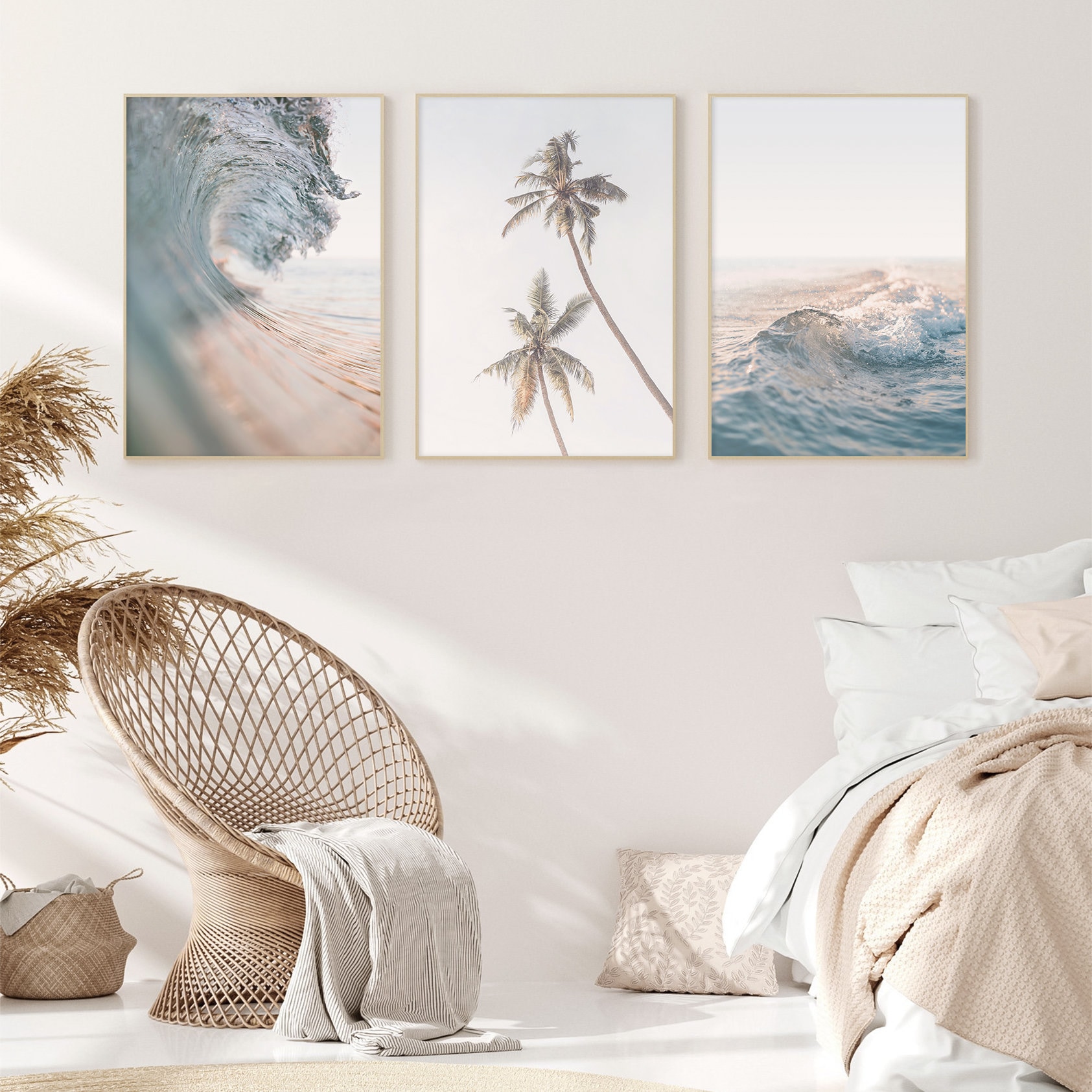 Pastel Beach Print Set of 3 Posters Ocean Printable Beach Wall - Etsy ...