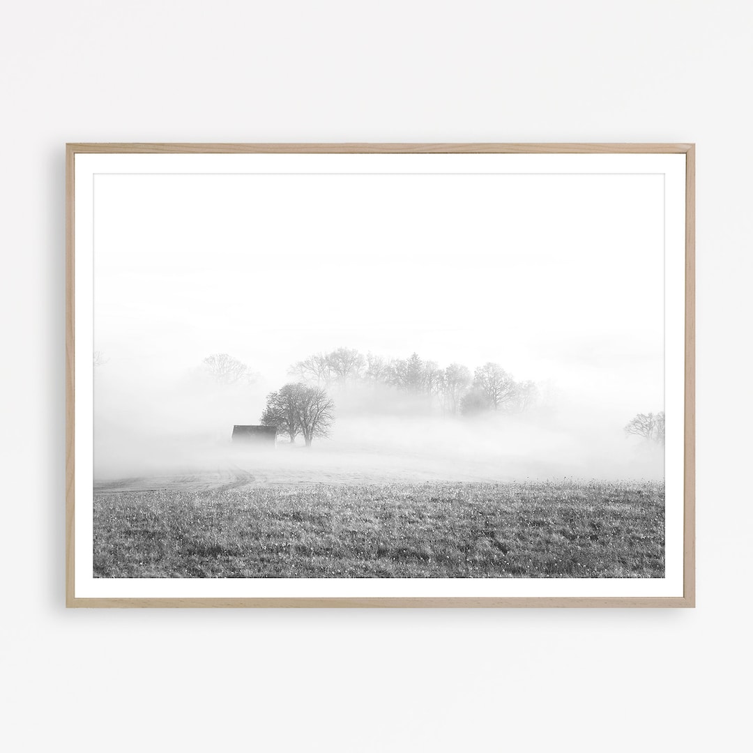 Black and White Farm Print Farmhouse Wall Art Field Print Country ...