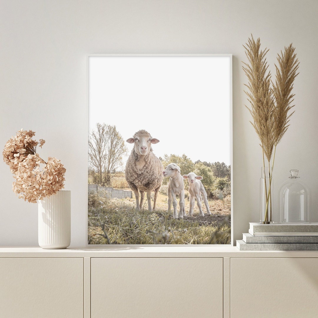 Sheep Print Art Farmhouse Nursery Decor Country Print Rustic Wall Art ...