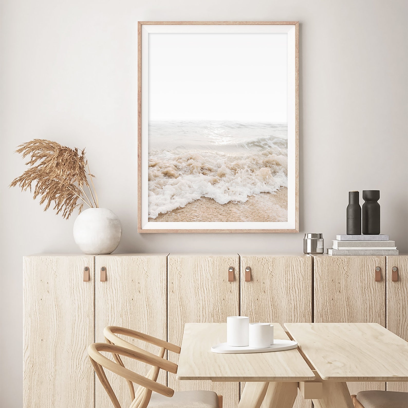 Neutral Beach Wall Art Pastel Beach Print Coastal Art Wave | Etsy