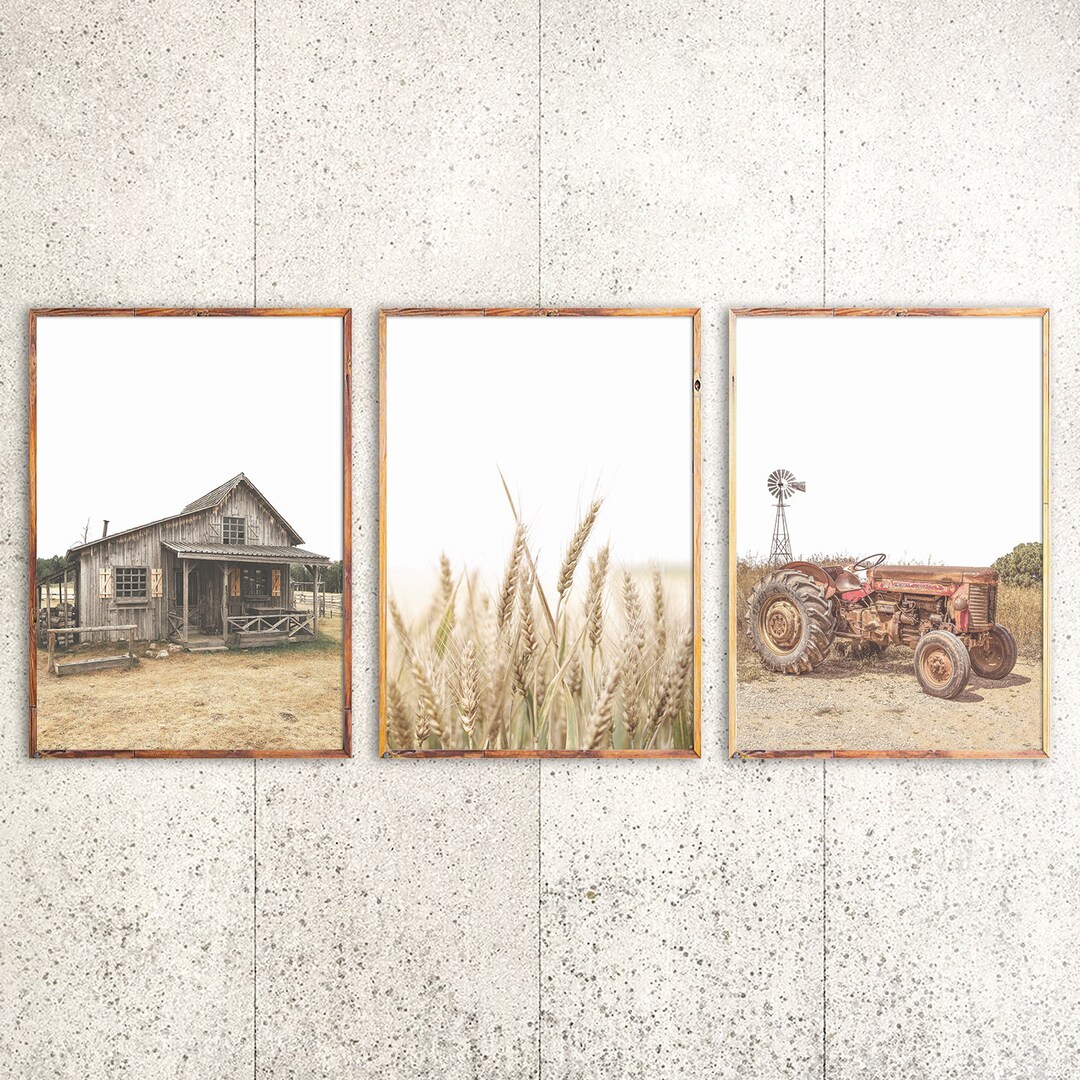Set of 3 Farm Prints Rustic Wall Decor Farmhouse Print Set 3 Piece Wall ...