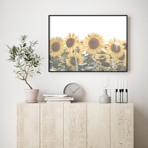 Sunflower Print Farmhouse Printable Botanical Print Sunflower Decor ...