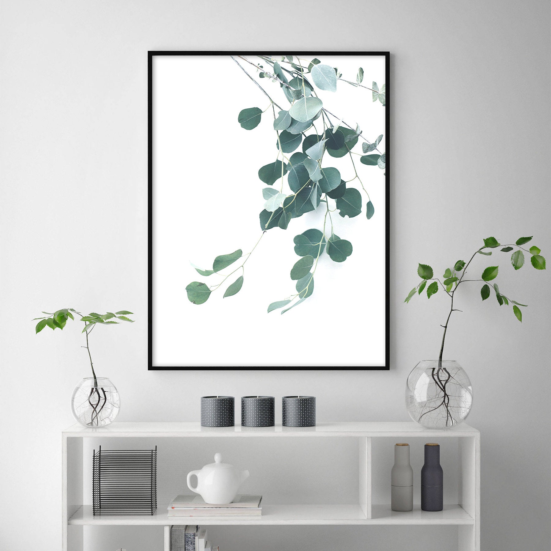 Eucalyptus Print Botanical Print Mint Green Wall Art | Etsy