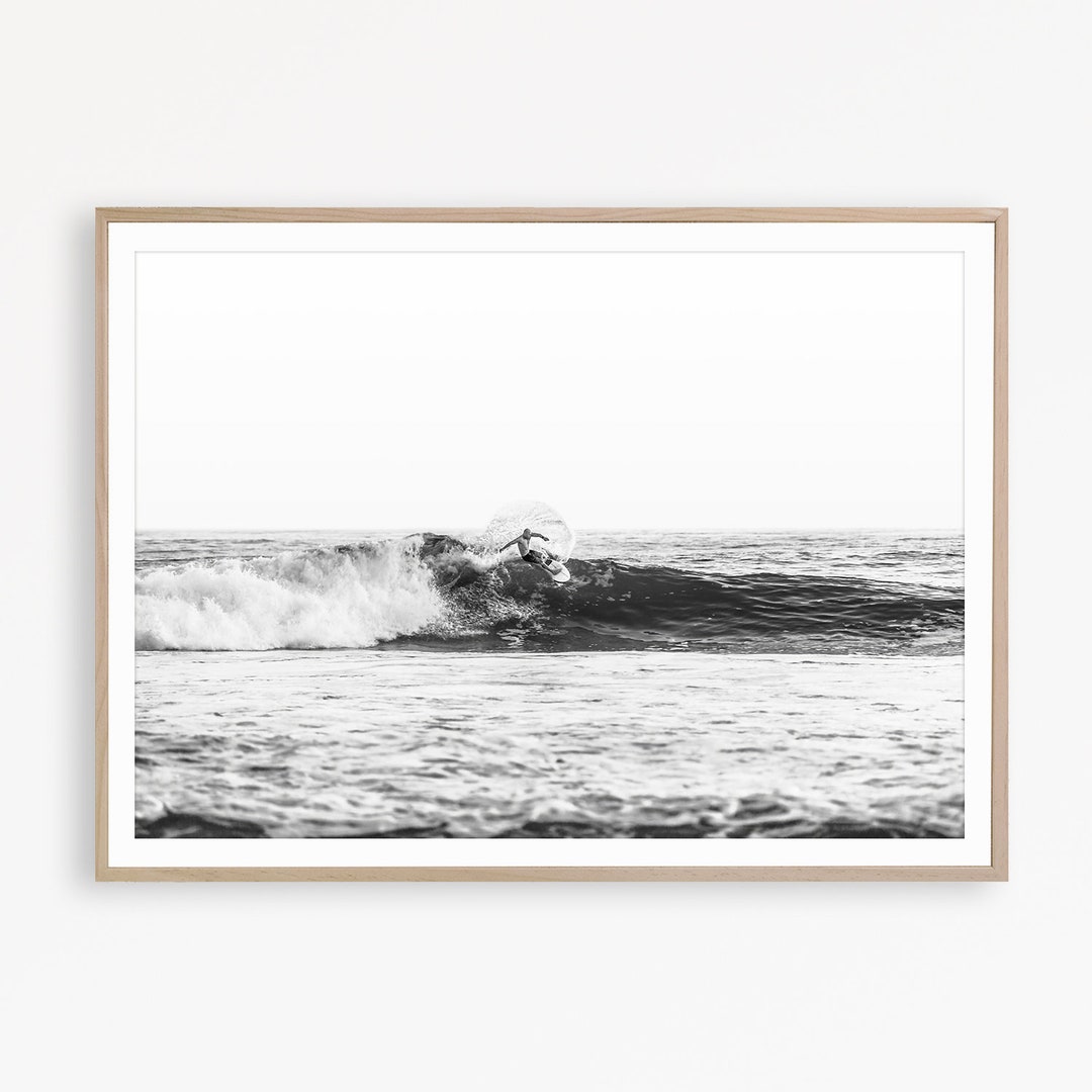 Surf Print Ocean Poster Surf Wall Art Surfboard Print Black and White ...