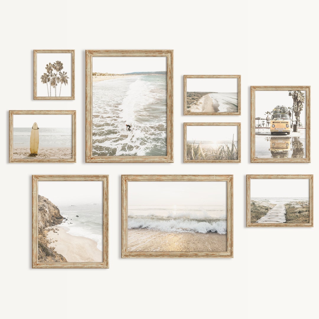 Coastal Prints Neutral Gallery Wall Prints Set of 9 Ocean Prints Beach ...