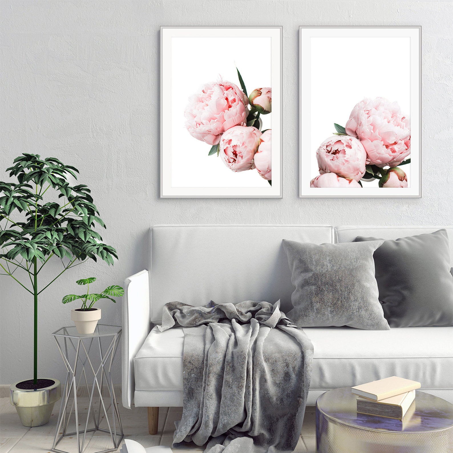 Peony Print Peonies Wall Art Set of 2 Printables Pink Flower | Etsy
