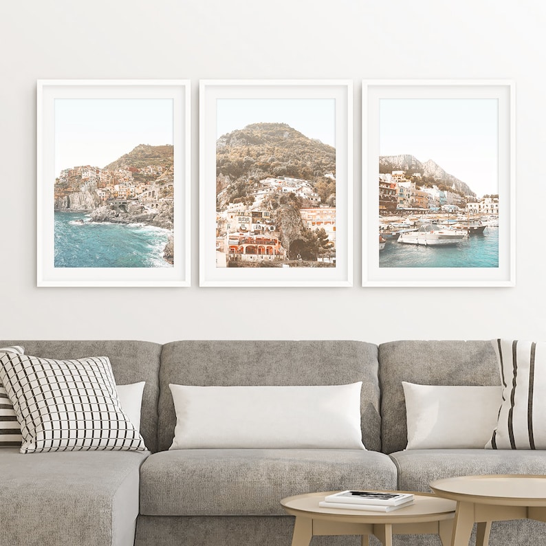 Capri Print Coastal Print Set of 3 Travel Prints Italian Wall | Etsy