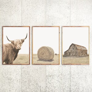 Farmhouse Art Rustic Print Set of 3 Wall Art Farm House Decor Neutral ...