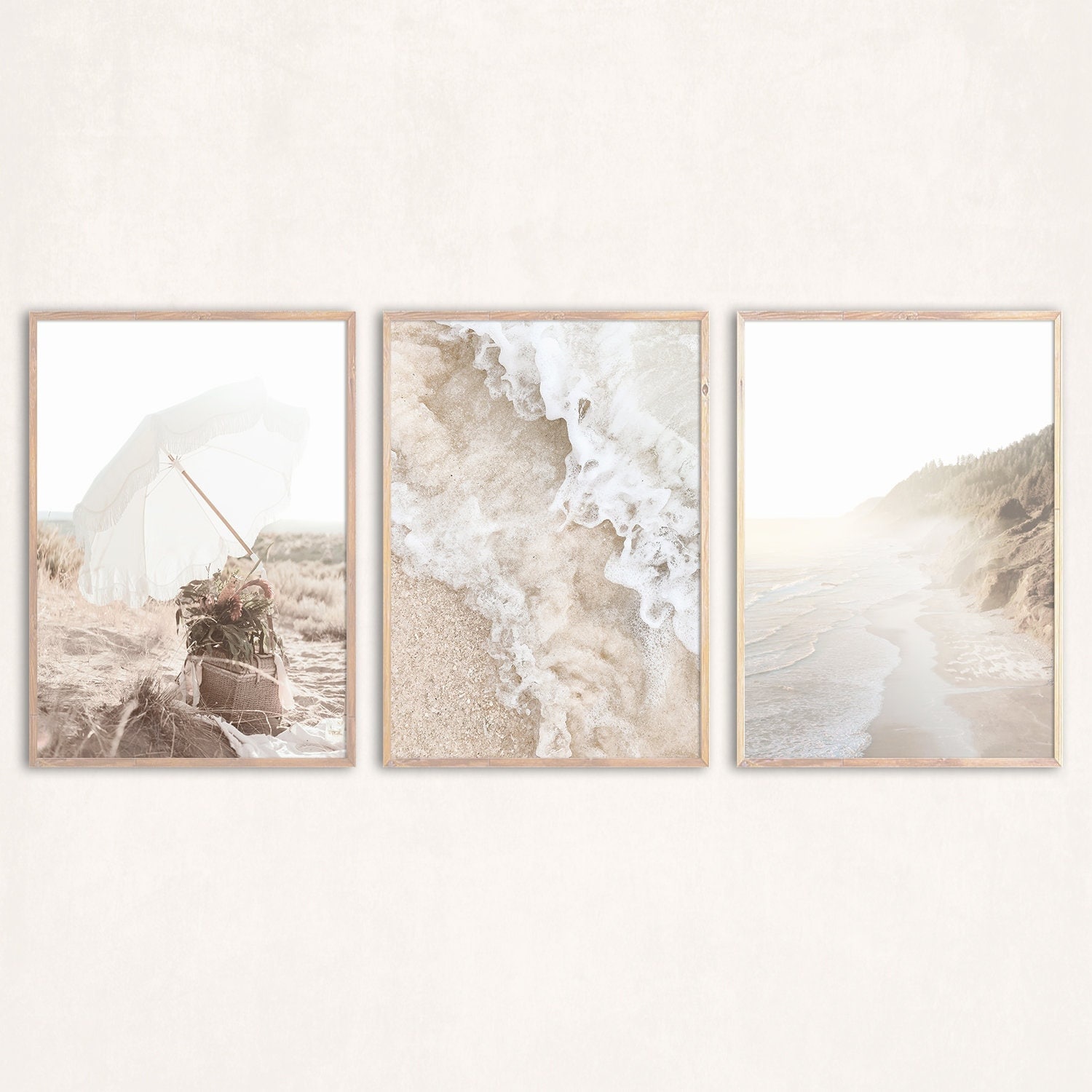 Neutral Beach Wall Art Beach Print Set of 3 Posters Bedroom | Etsy