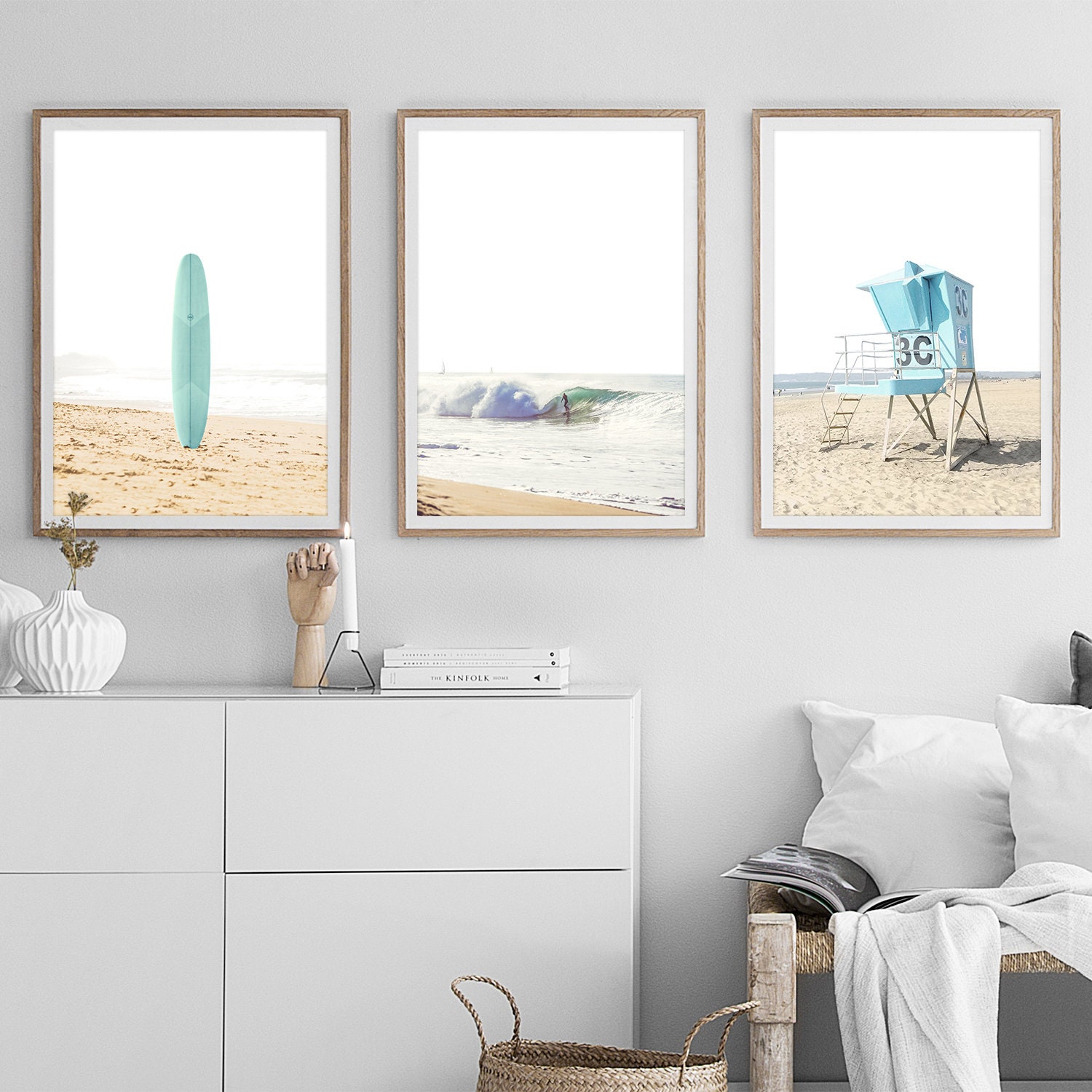 Coastal Beach Prints, Set of 3, Surf Posters, Ocean Photography, Aqua ...