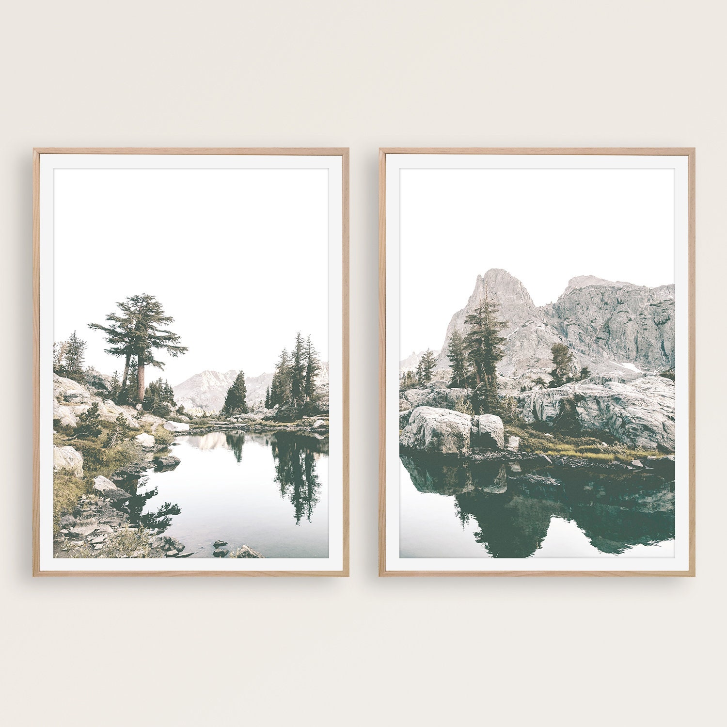 Mountain Print Set of 2 Nature Prints Lake Print Mountain Art | Etsy