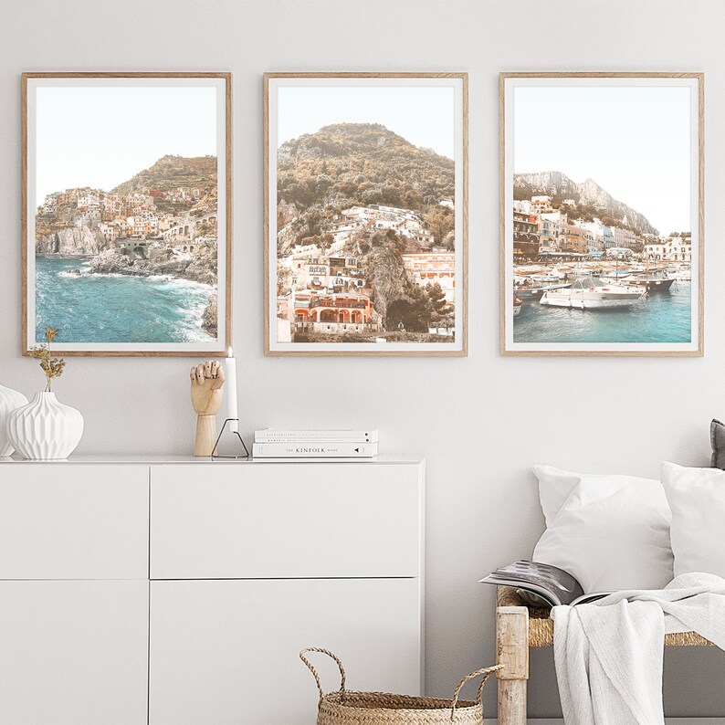 Capri Print Coastal Print Set of 3 Travel Prints Italian Wall | Etsy
