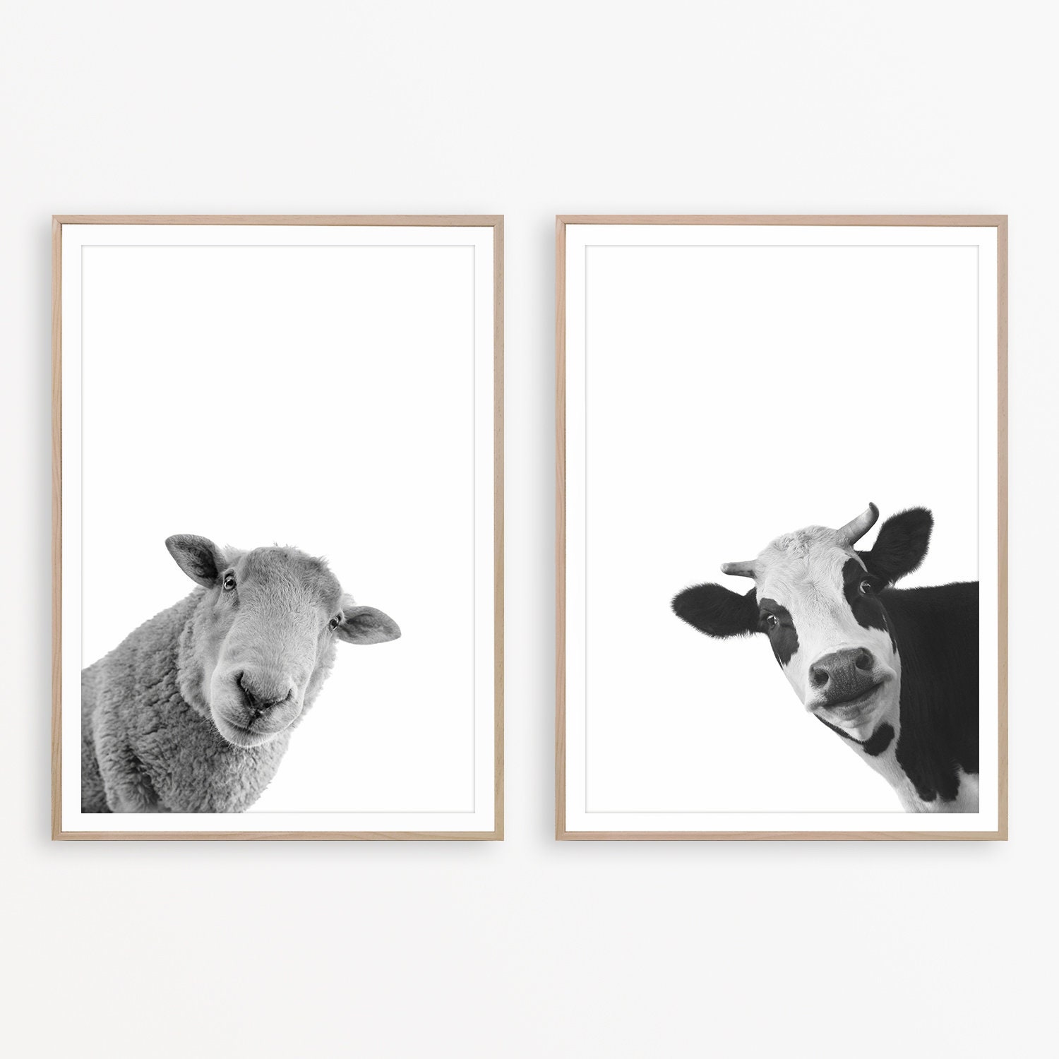 Cow Print Set of 2 Prints Sheep Print Cow Decor Farmhouse Wall | Etsy