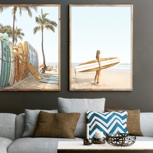 Surf Print Beach Print Set of 2 Wall Art Surfing Poster Surfer Girl Art ...