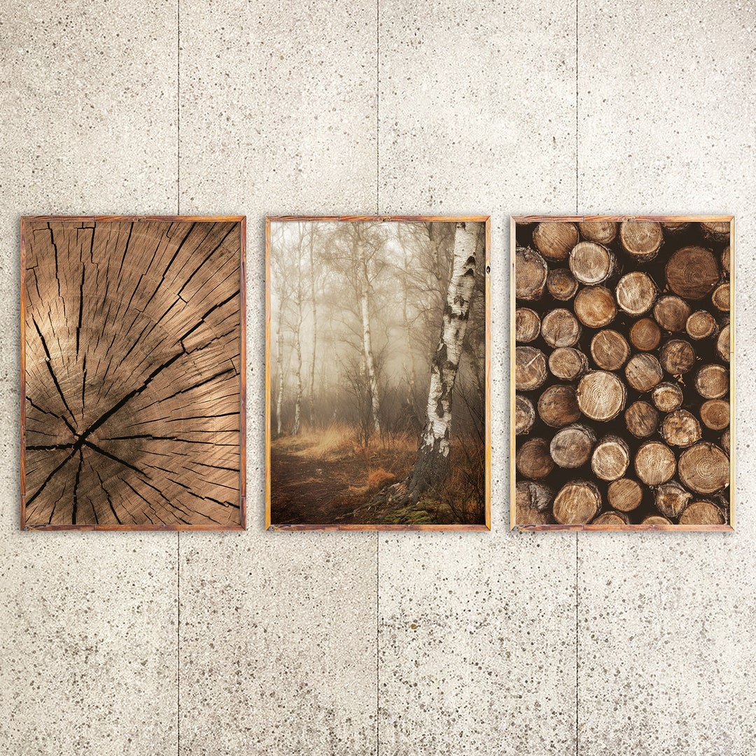 Tree Rings Print Wood Wall Art Farmhouse Wall Decor Neutral Prints Set ...