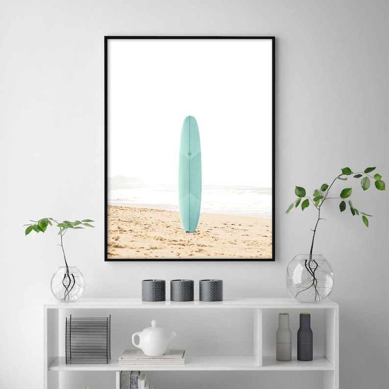 Surfboard Art Print, Beach Coastal Decor, Surfing Poster Printable ...