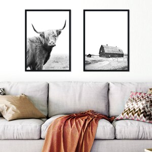 Set of 2 Wall Art Black and White Farm Print Farmhouse Art Farmhouse ...