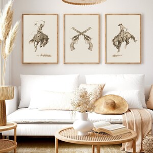 Cowboy Print Set Vintage Western Decor Man Cave Decor Boy Room Poster ...