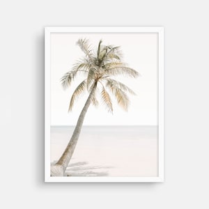 Palm Tree Print Coastal Decor Tropical Art Print Pastel Beach Wall Art ...
