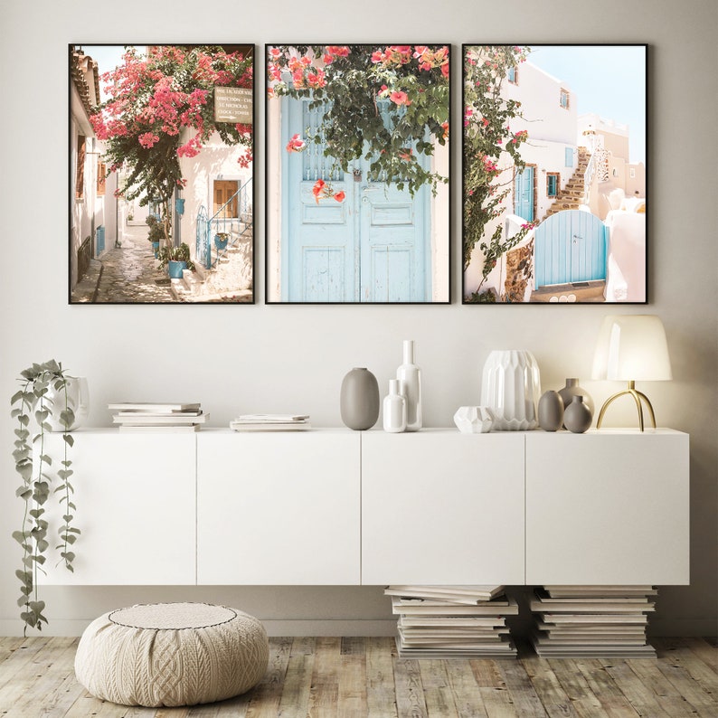 Greece Print Set of 3 Wall Decor Pink Bedroom Decor Greek Art - Etsy